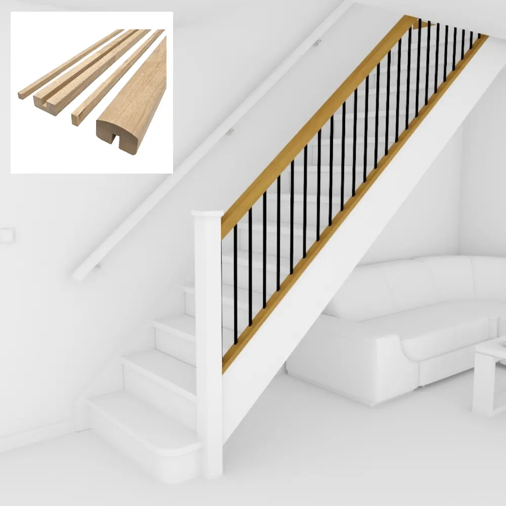 Oak Essential Finger Joint Balustrade Grooved for Metal Spindles | FIXIMER