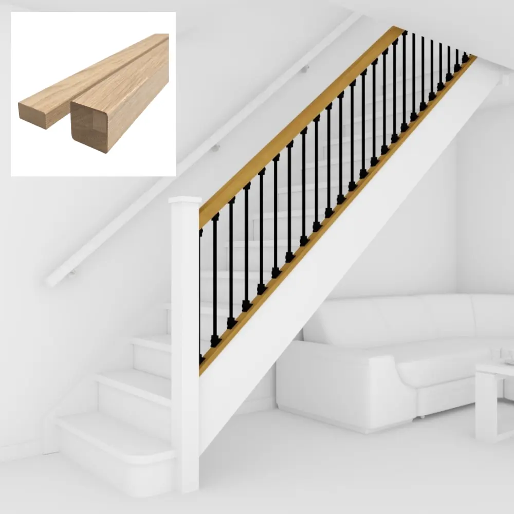 Oak Modern Square Balustrade Ungrooved for Metal Spindles | FIXIMER