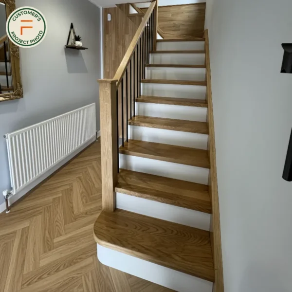 13 Prime Oak Tread With White Riser Set - Modern Range | FIXIMER